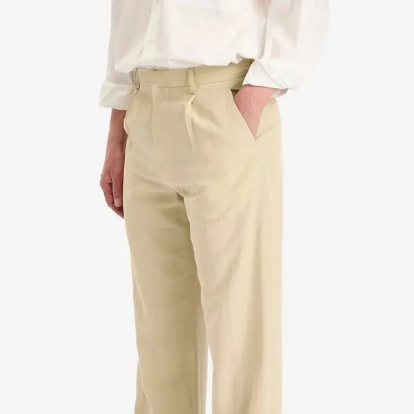 Auralee Light Cotton Wool Viyella Slacks - Light Khaki | Editorialist